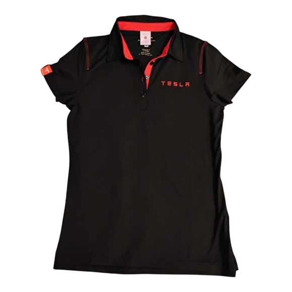 Tesla | Tops | Tesla Black And Red Ladies Golf Polo Large Nwot | Poshmark